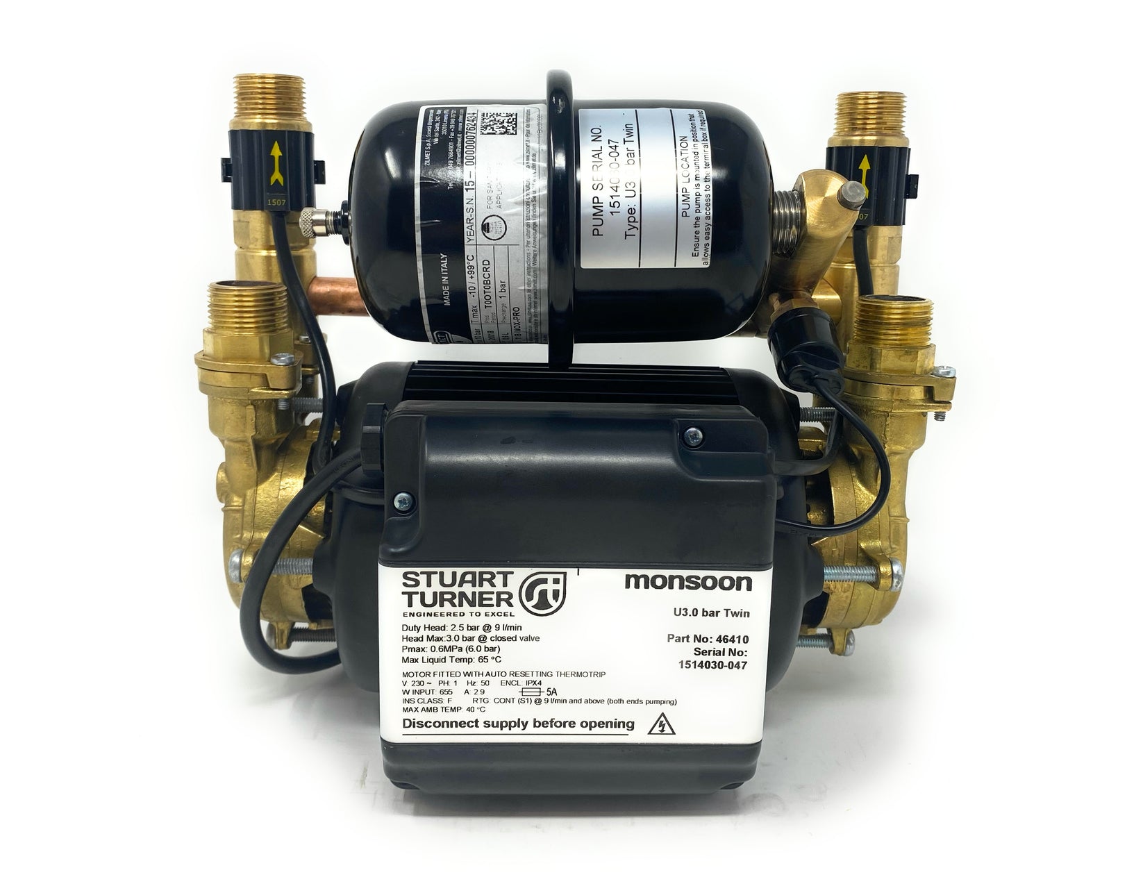 Stuart Turner Monsoon 3 Bar Universal Negative Twin Pump (black) 46410 ...